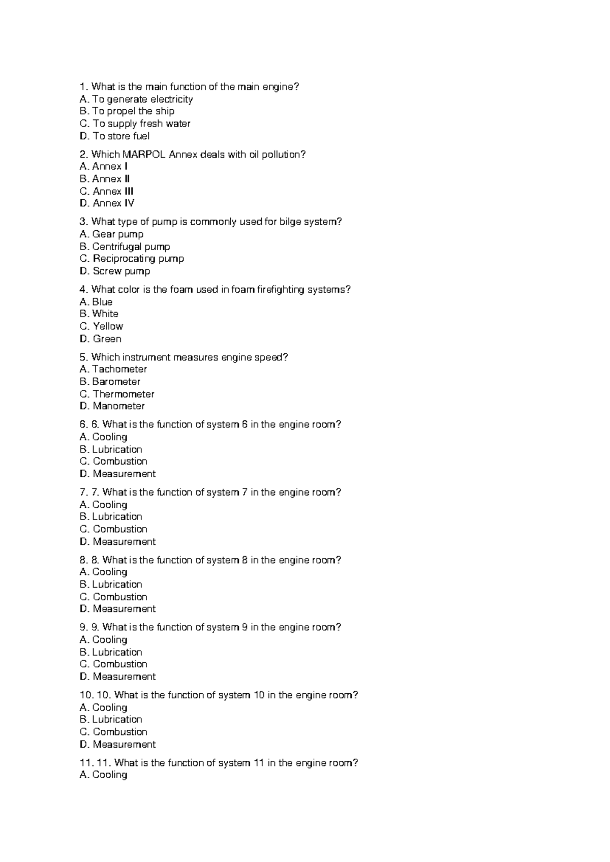 Engine Cadet Exam Part 1 (REAL) - Questions 1-100 - Studocu