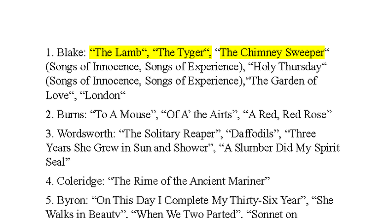 Romantizam djela - 1. Blake: “The Lamb“, “The Tyger“, “The Chimney ...