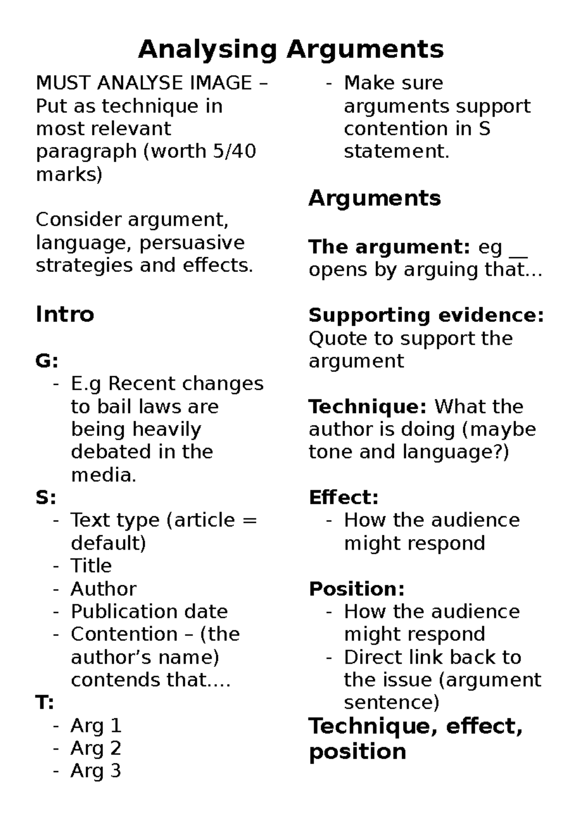 Argument Analysis: Techniques and Effects in Media Debates - Studocu