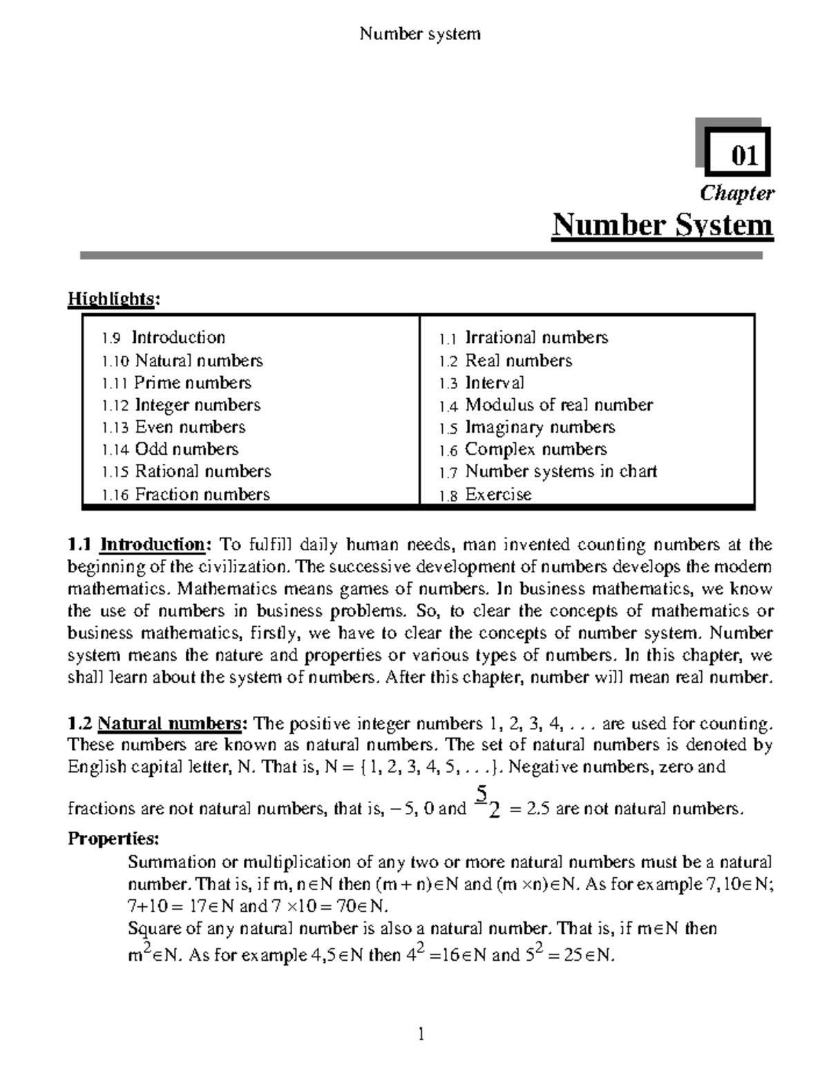 Chapter 1: Understanding Number Systems in Mathematics - Studocu