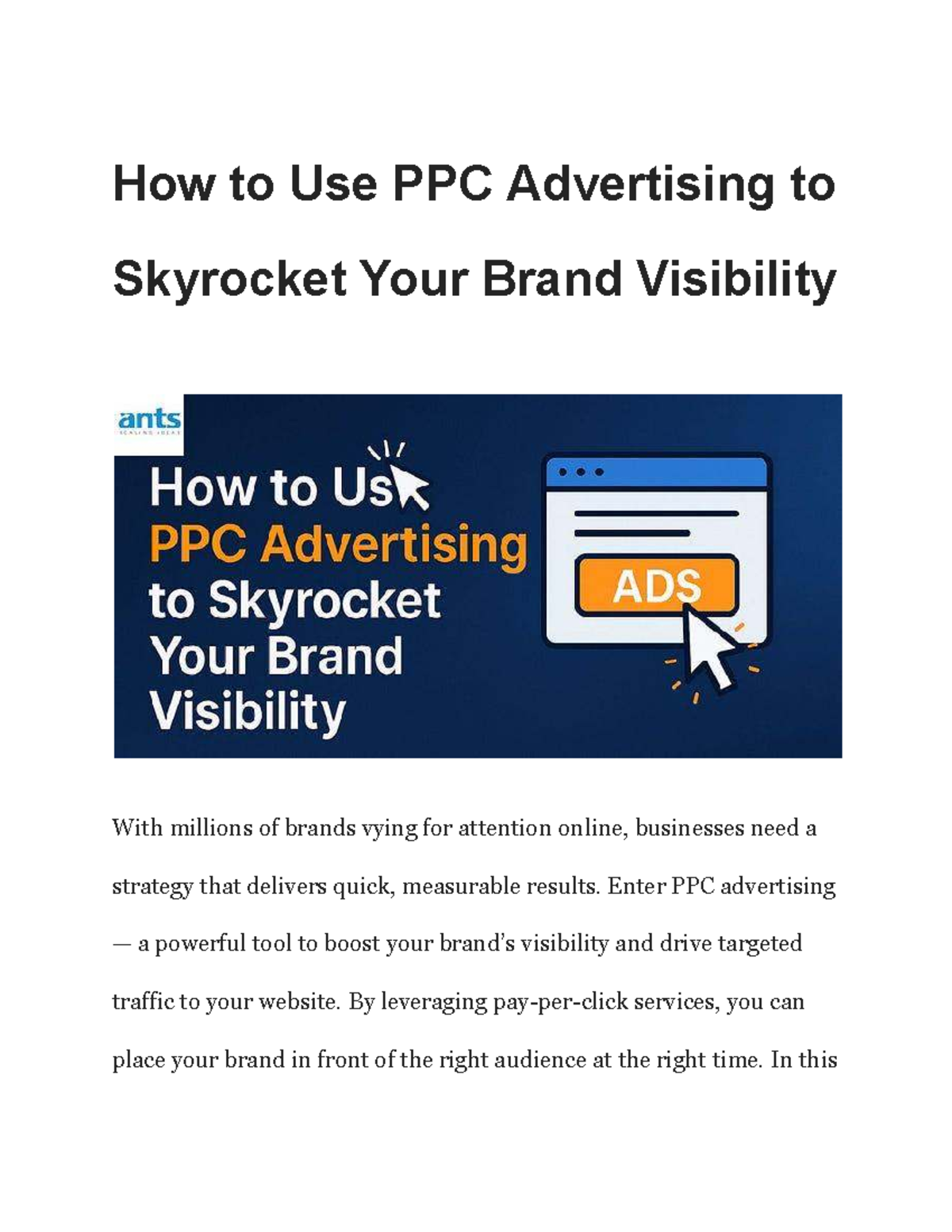 How to Use PPC Advertising to Skyrocket Your Brand Visibility - How to ...
