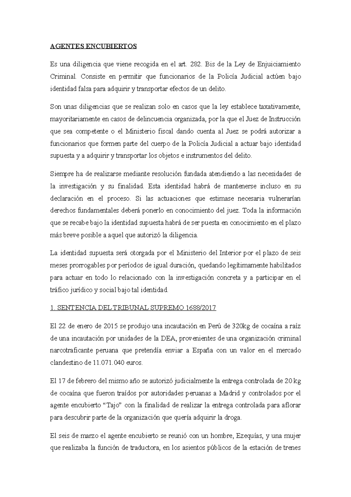 Agentes Encubiertos: Análisis de Jurisprudencia y Procedimientos ...