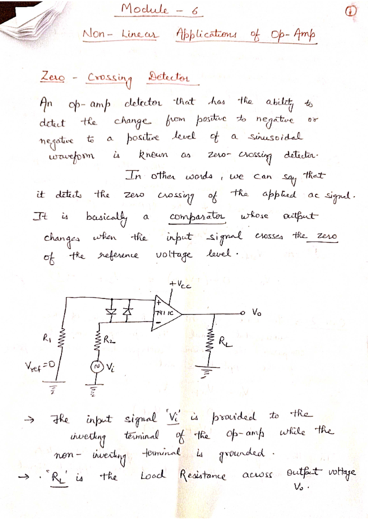 Non linear application of op-amp - Module 6 Linear Applications of Amp ...