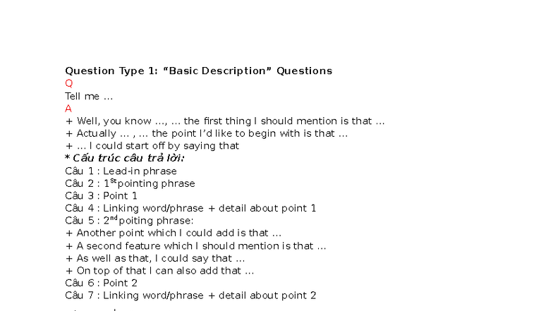 Question Type 1: Answer Structure Guidelines - Studocu