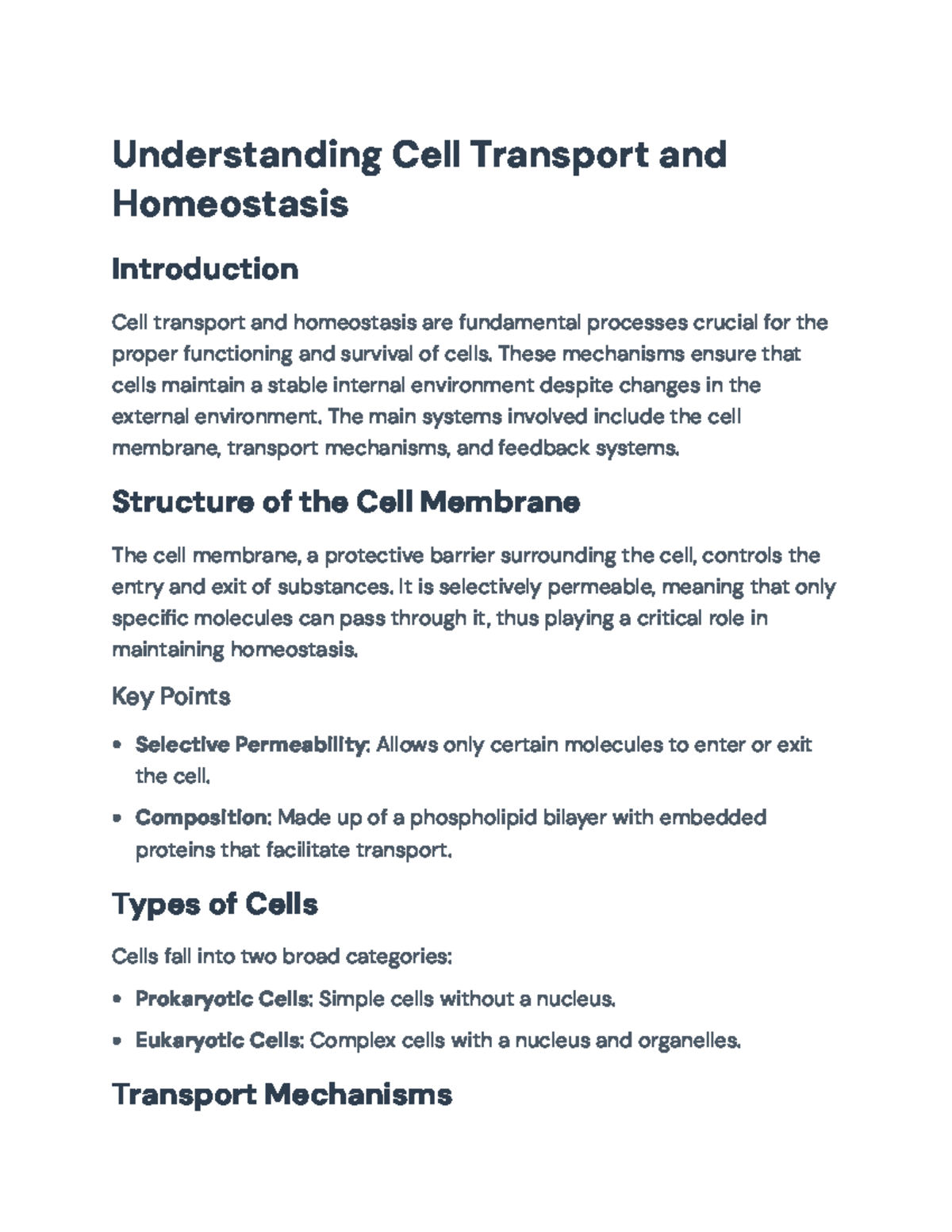 Understanding Cell Transport and Homeostasis: Key Concepts in Biology ...
