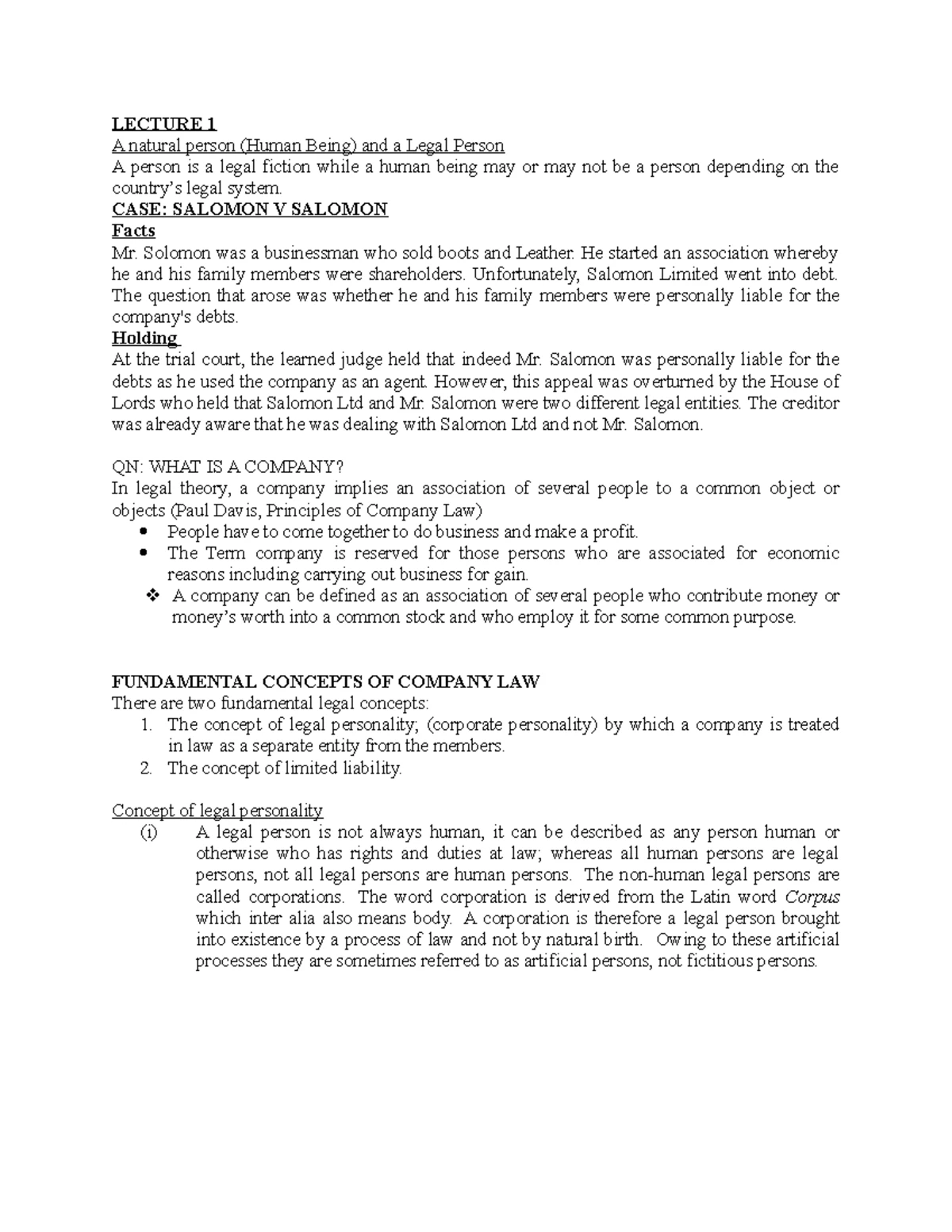 Business LAW I ( Module)1 - BUSINESS LAW 1 LECTURE NOTES BY E. OBERE ...