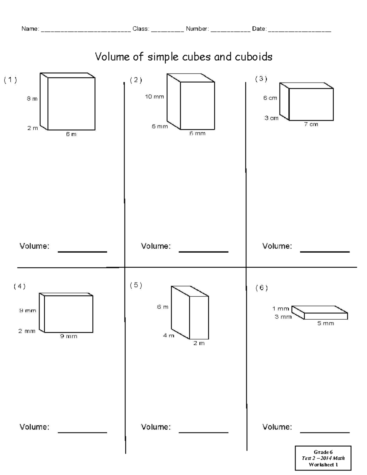 Concept 4-volume of cubes and prisms - Name ...