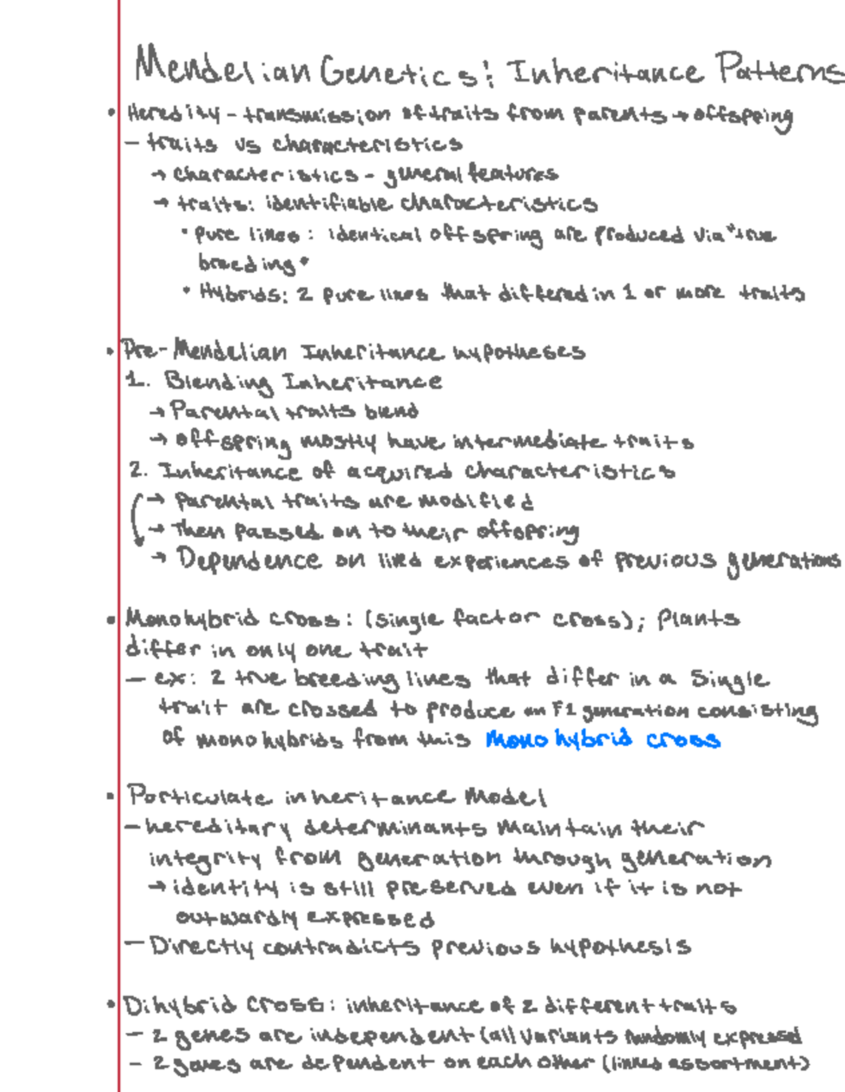 Week 8 Bio Lecture Notes Pt.1: Mendelian Genetics & Inheritance ...