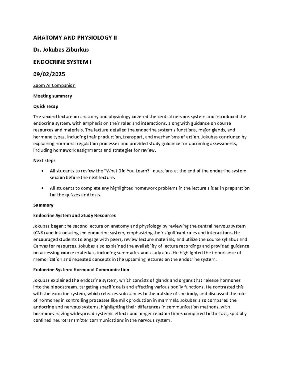 Endocrine System Overview & Study Guide - ANATOMY & PHYSIOLOGY II - Studocu