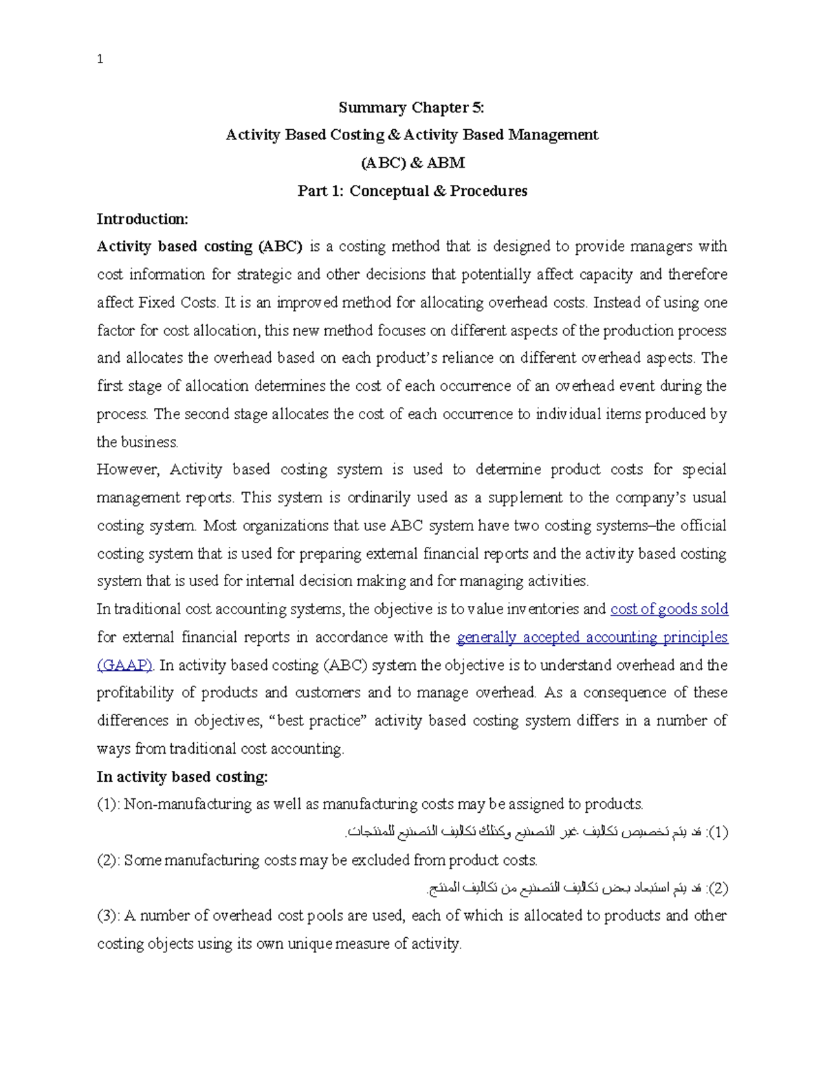 ABC Chapter 5: Activity-Based Costing & Management Concepts Part 1 ...
