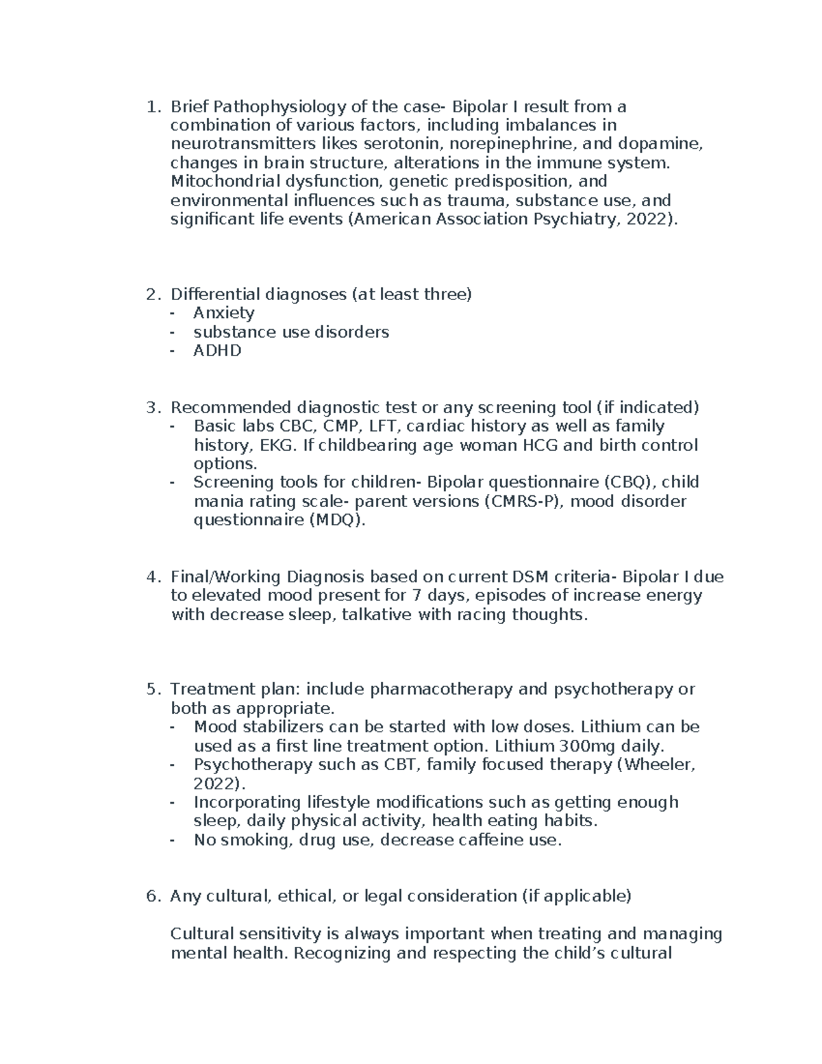 Bipolar I Disorder: Pathophysiology & Treatment Plan Overview - Brief ...