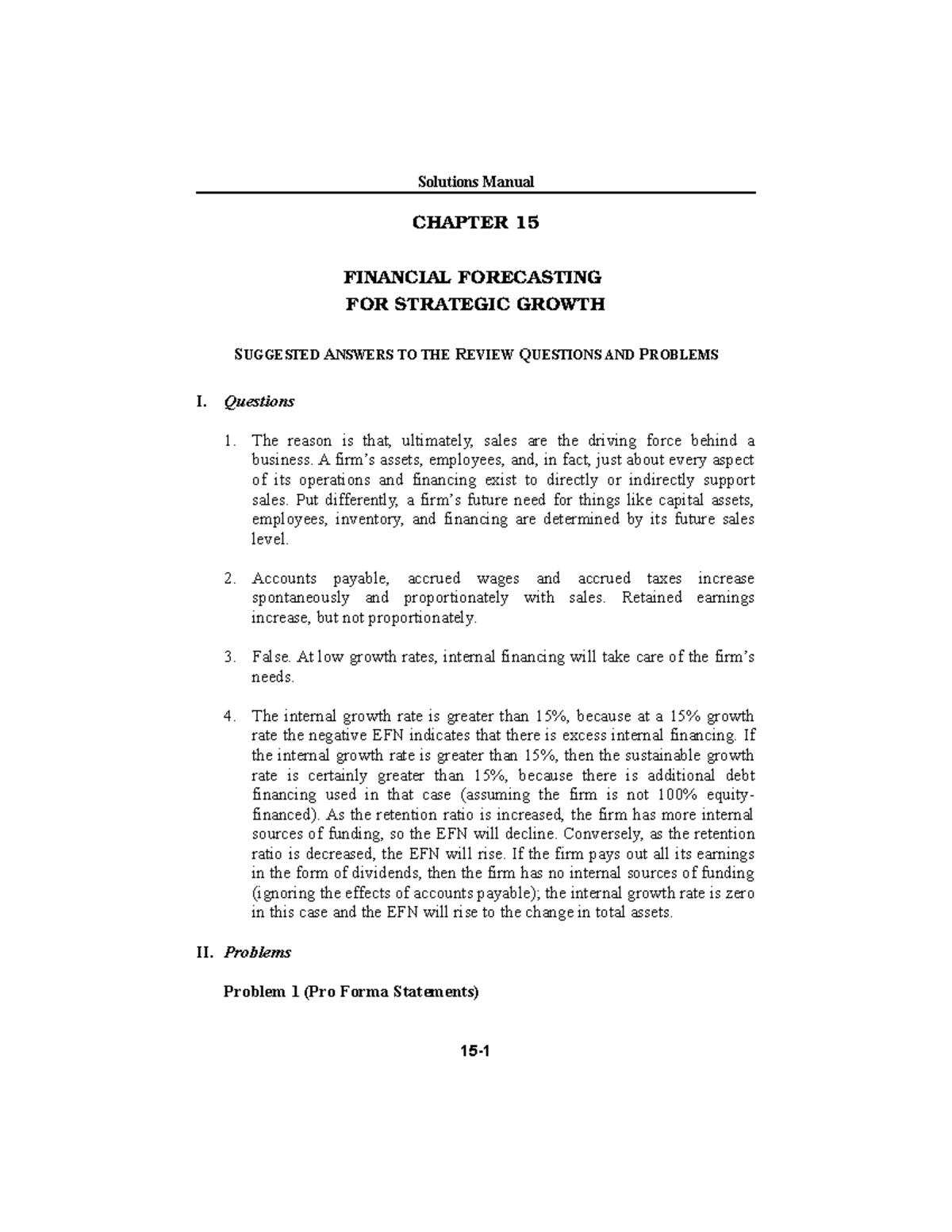 Financial Management (Cabrera) - Solutions Manual Chapter 15 - Studocu