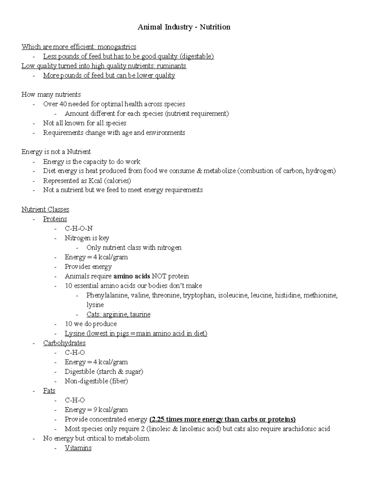 Animal Nutrition & Digestive Systems in Livestock Production (AN 101 ...