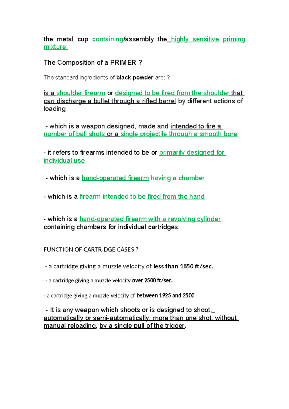 Ballistic 2nd Exam Review: Firearm Components & Primer Composition ...