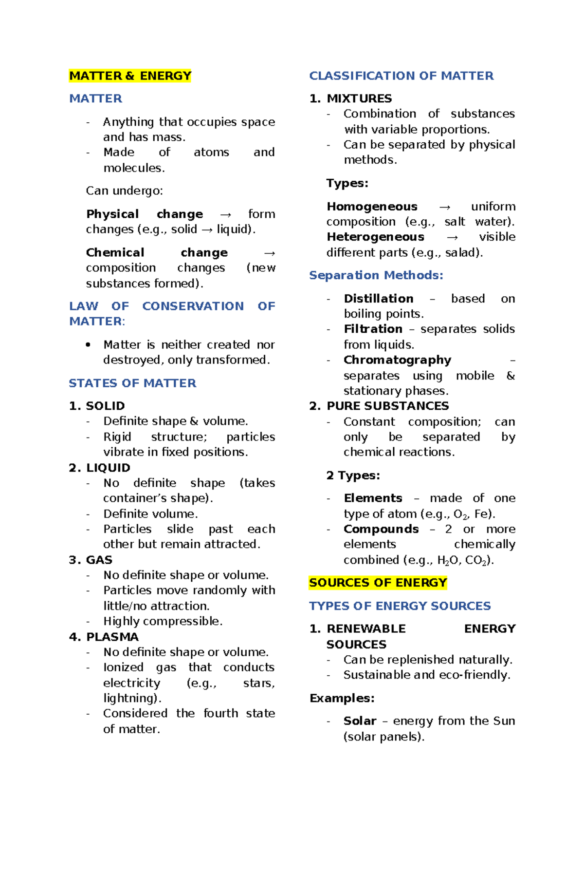 ENVI-SCI- Energy and Matter: Classification and Ecosystem Dynamics ...