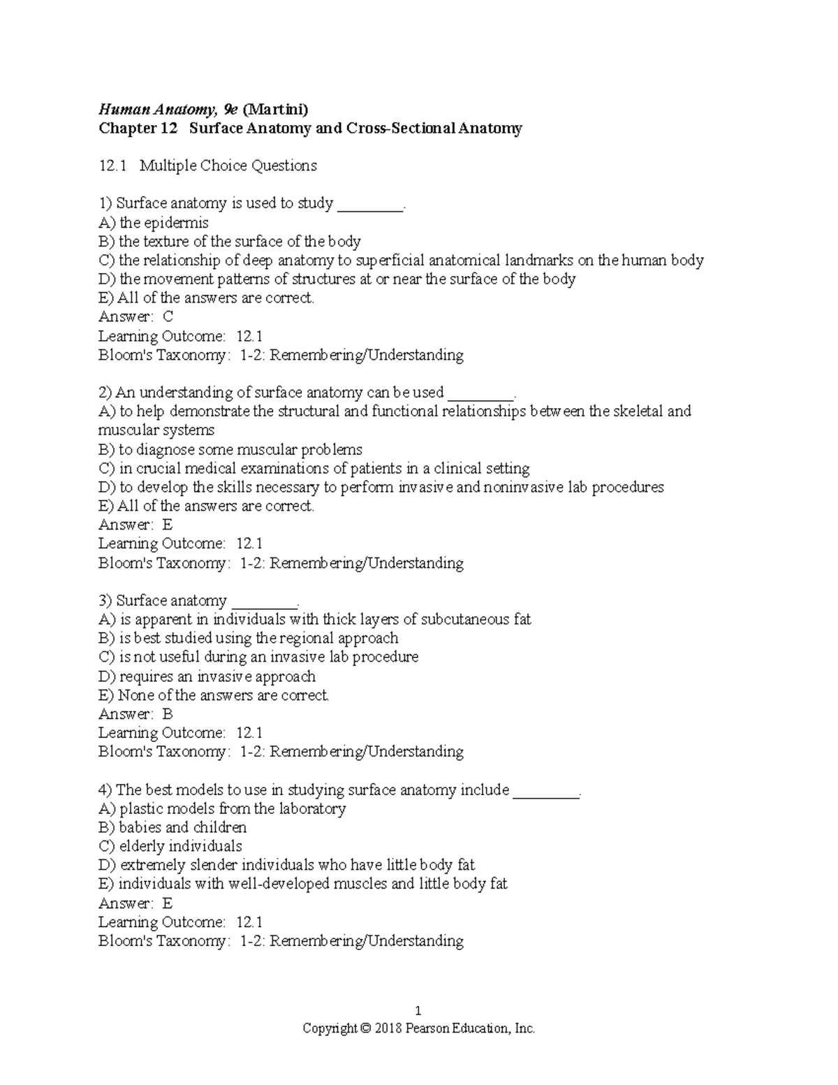 Chapter 12 Study Guide: Surface & Cross-Sectional Anatomy - Studocu