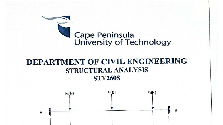 STY260S Structural Analysis Lab Practical 1 Manual (Sem 2 2024) - Studocu