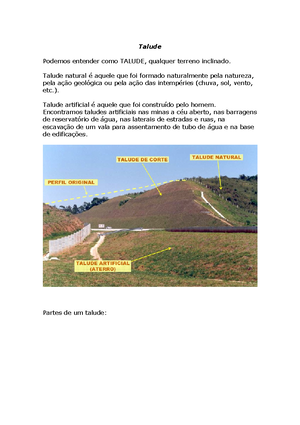 Talude - Partes de um talude: (imagem) Crista a parte mais alta do ...