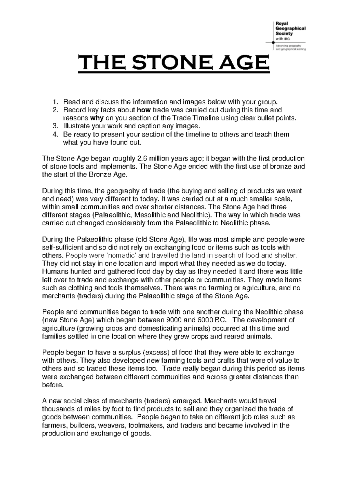 KS2 Global Trade 1: Timeline of Trade from Stone Age to 21st Century ...