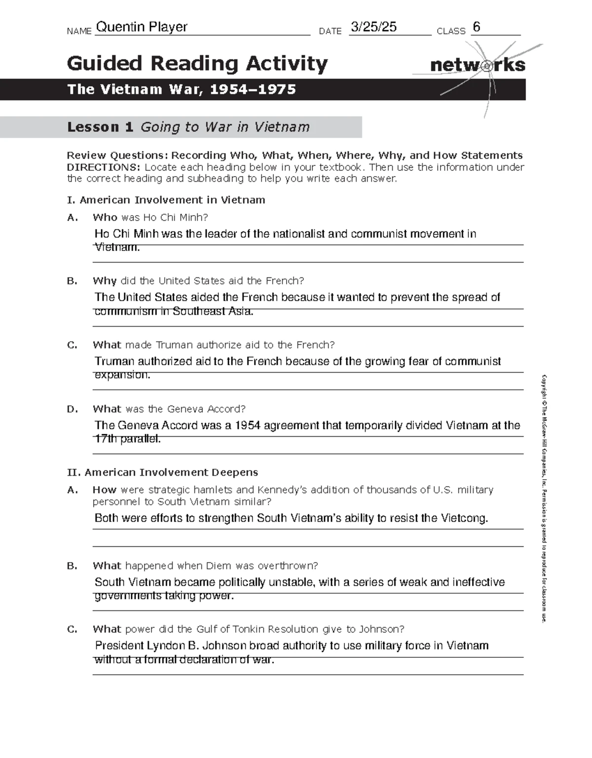 Guided Reading Activity: Postwar America (1945-1960) - Lesson 1 ...
