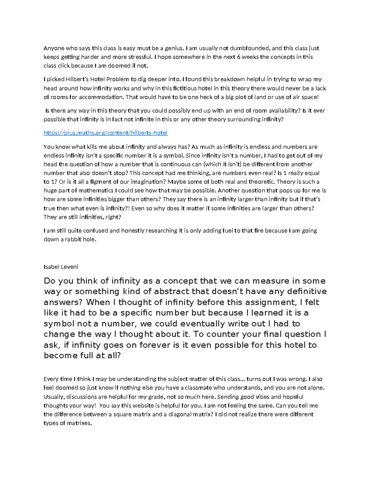 3-1 Discussion: Navigating Infinity, Hilbert's Hotel, and ...