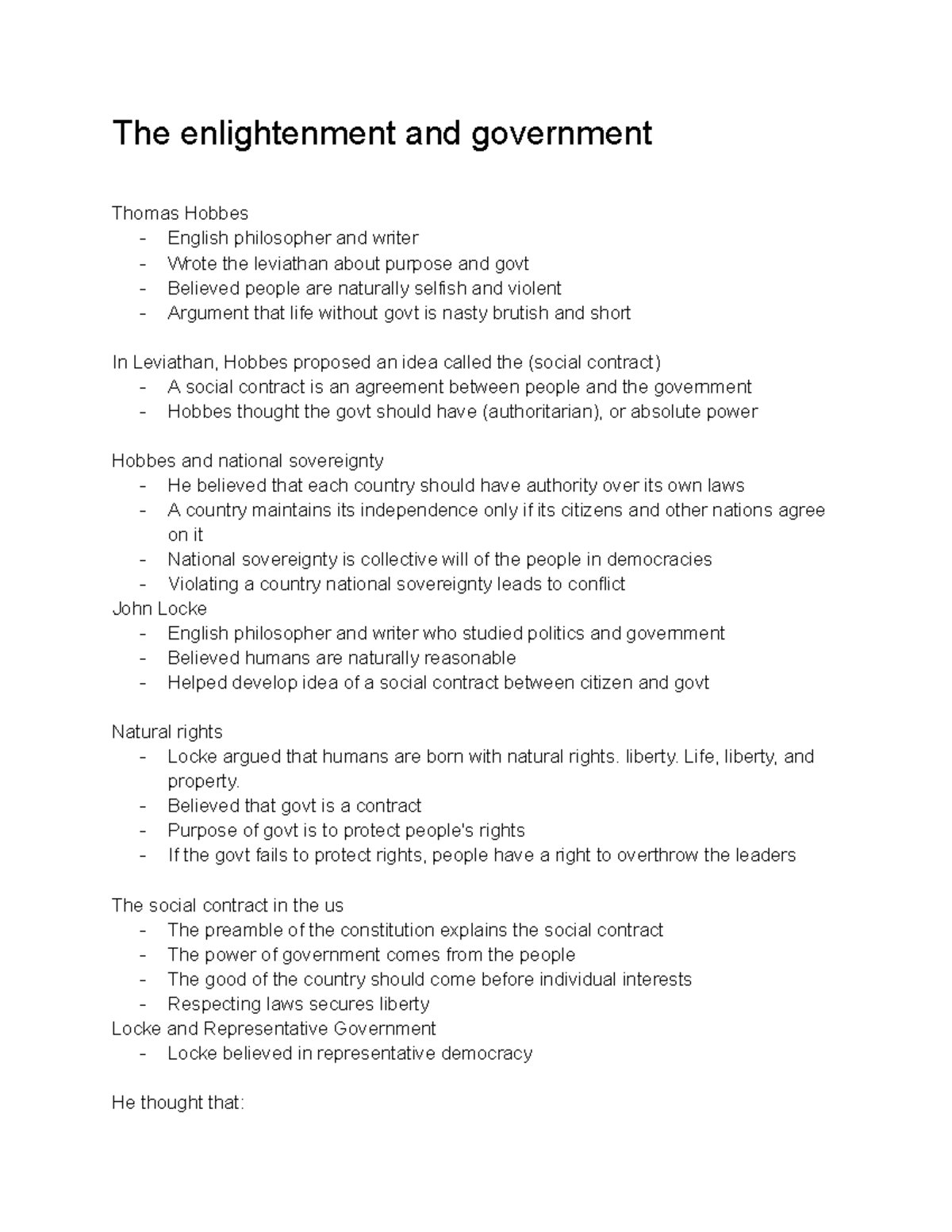 Civics Notes - Enlightenment and Foundations of American Democracy ...