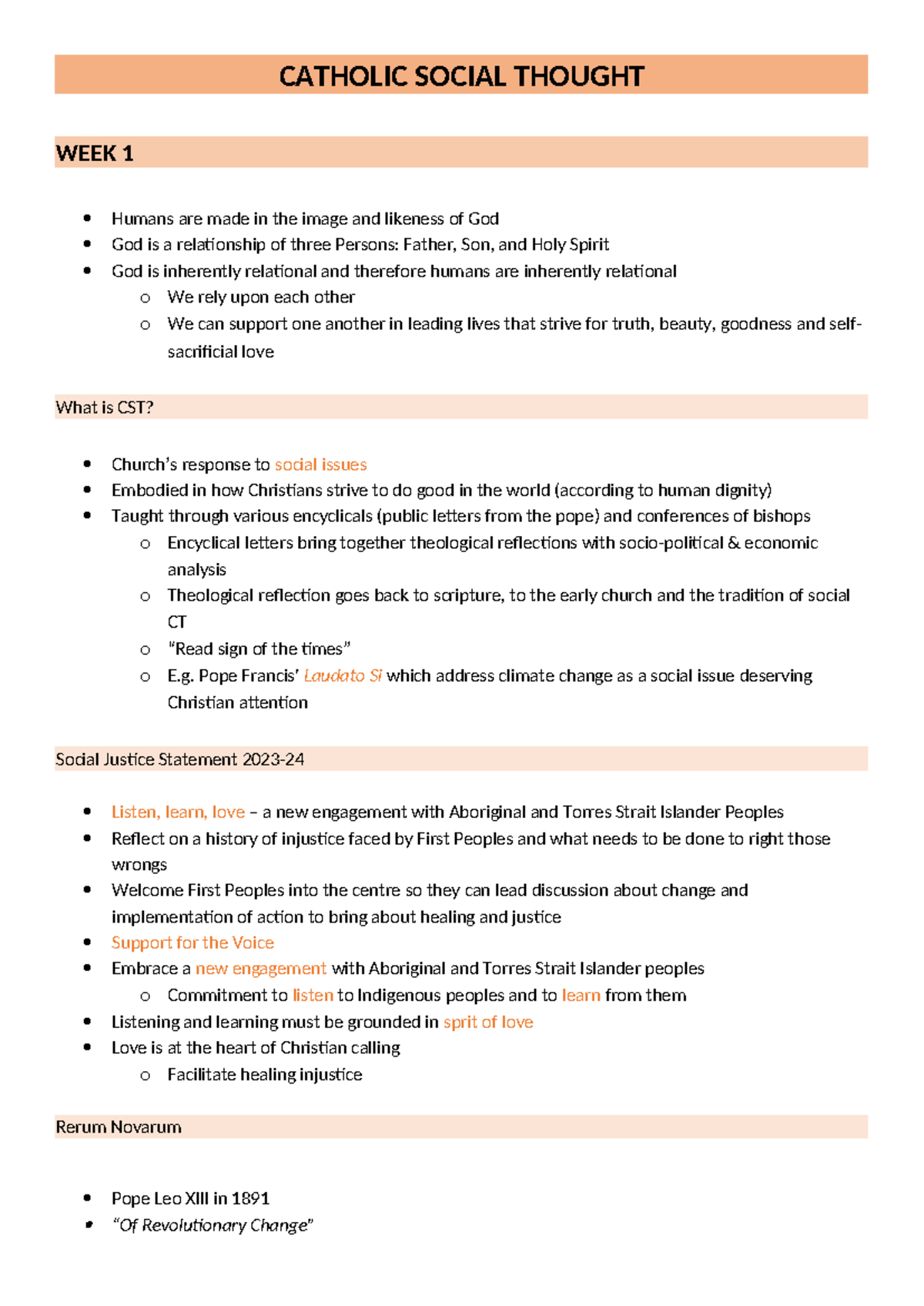 Catholic Social Thought (CST) Comprehensive Notes for Study - Studocu