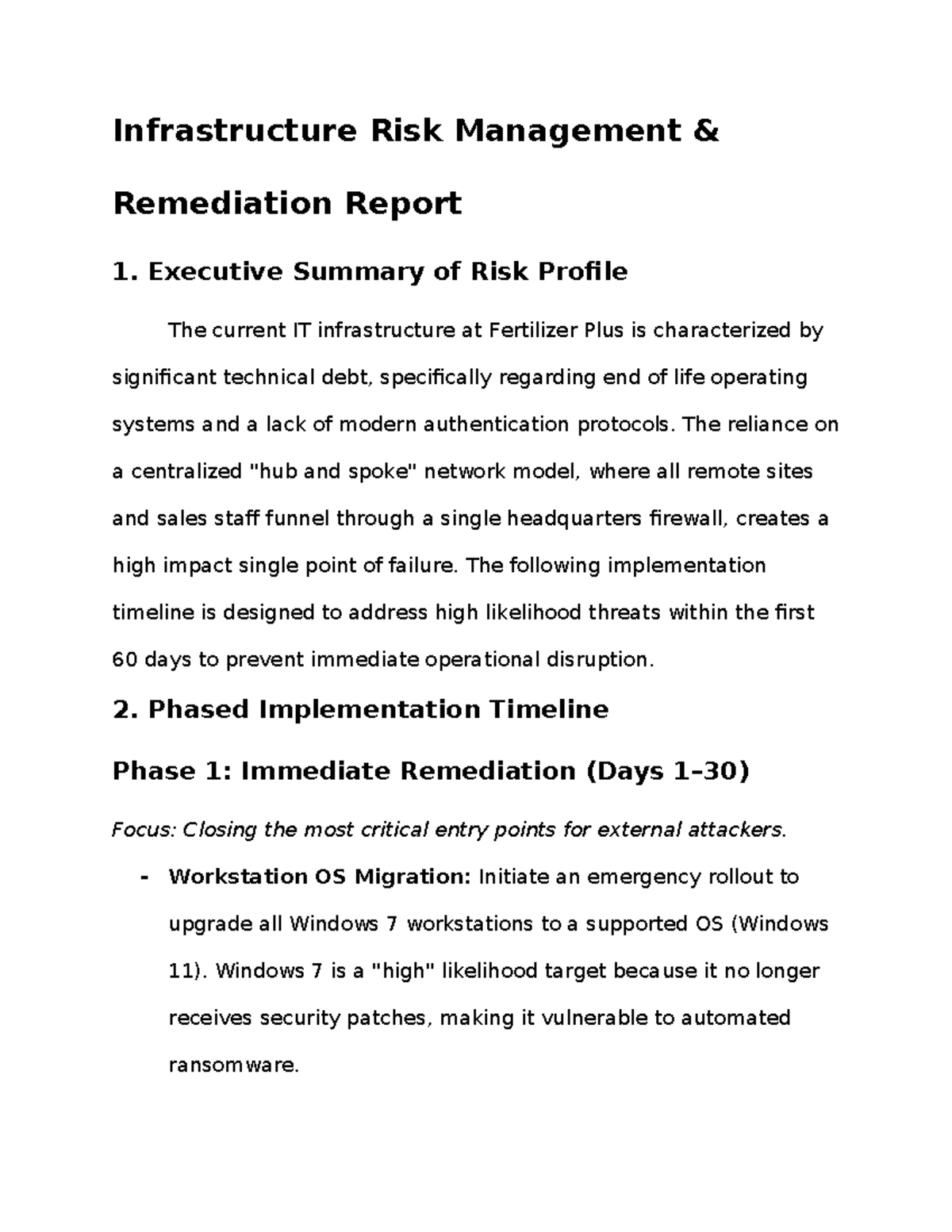 IT313 - Infrastructure Risk Management Remediation Report for 2-2 ...