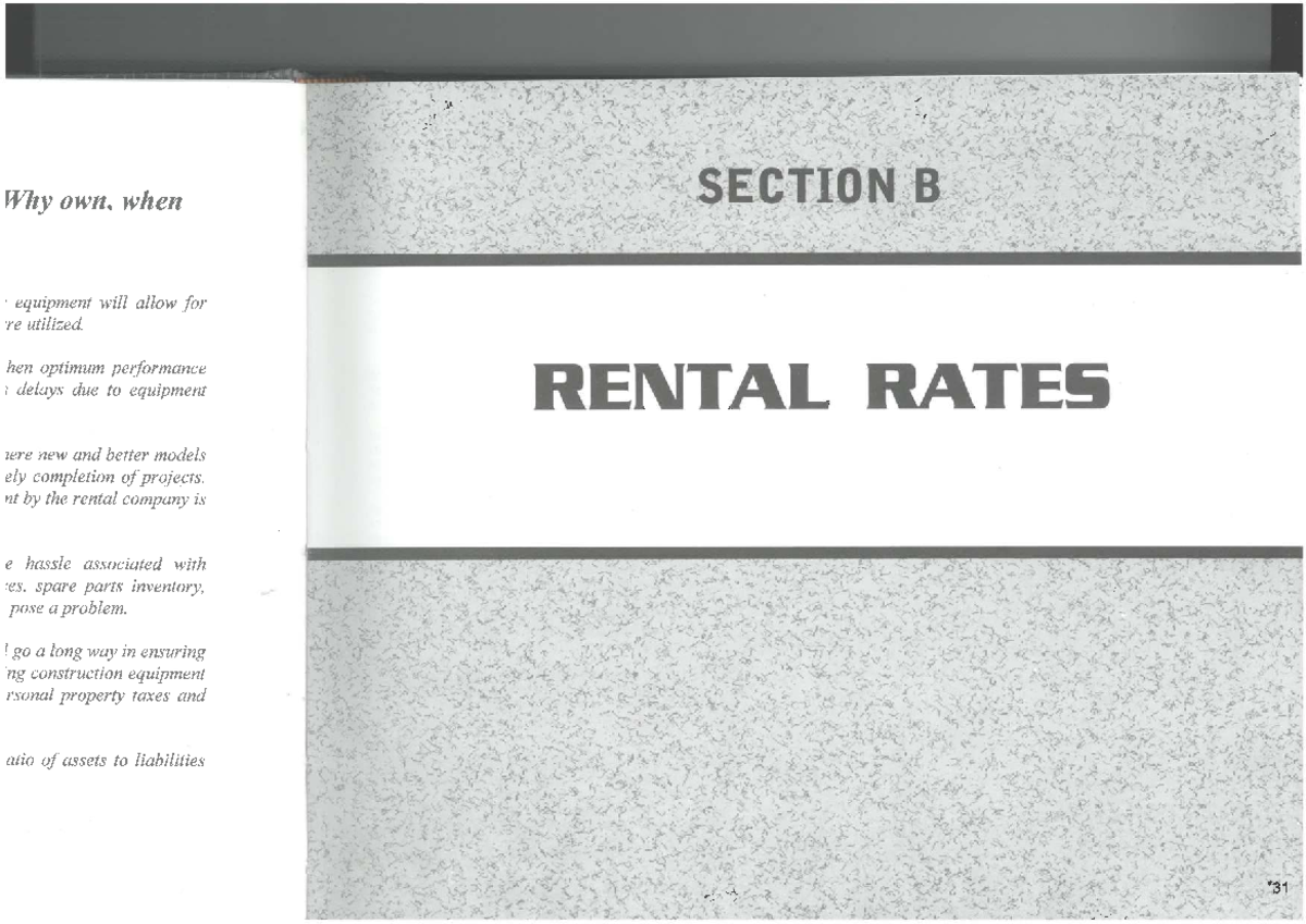 Equipment Rental Rates Analysis for Construction Projects - Studocu