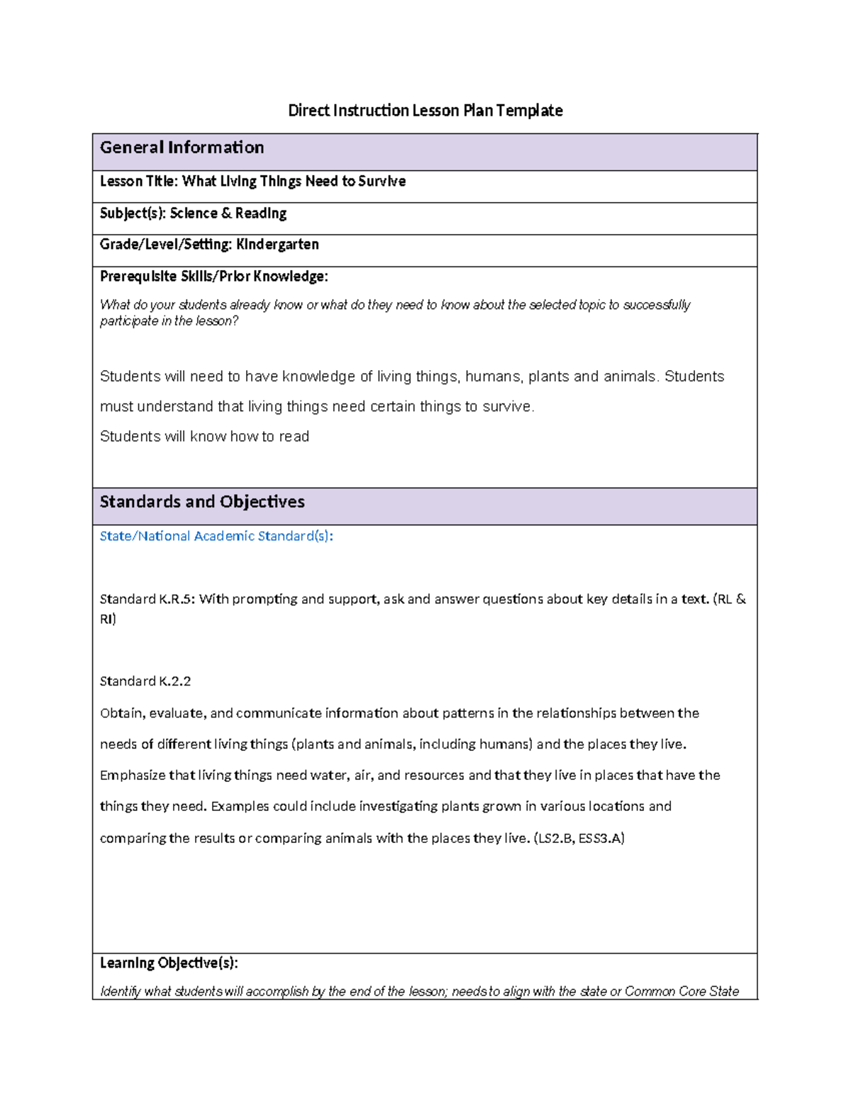 C732 Task1 - task 1 - PASSED - Direct Instruction Lesson Plan Template ...