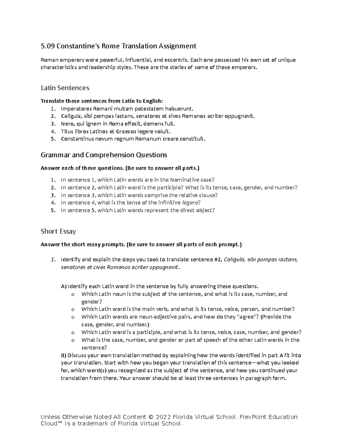 0509 Translation Assignment: Constantine’s Rome and Emperors - Studocu
