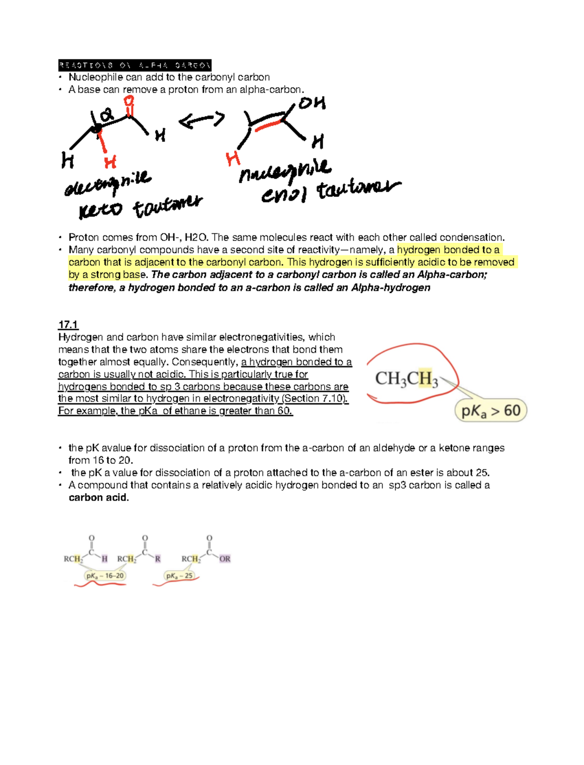 Understanding Reactions of Alpha Carbon: A Summary for CHM 101 ...