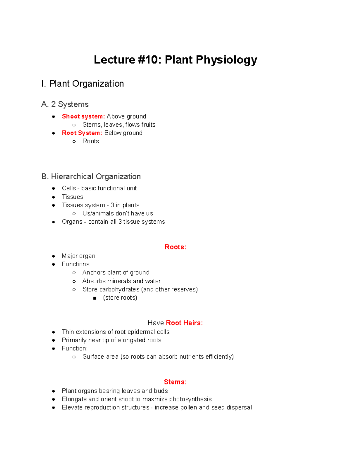 Bio 2 Lectures 10-18 - plant physiology to nervous system (pt. 1 ...