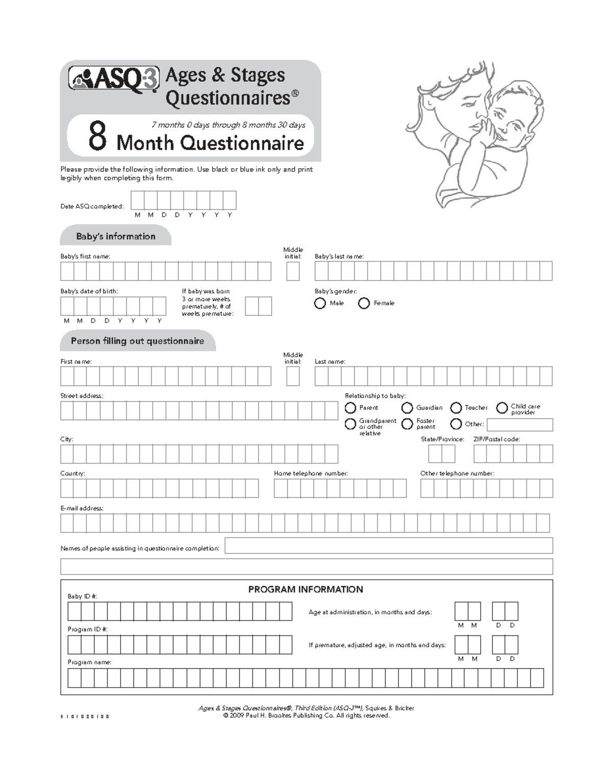 ASQ-3 Ages & Stages 8 Month Questionnaire (E101080100) - Studocu