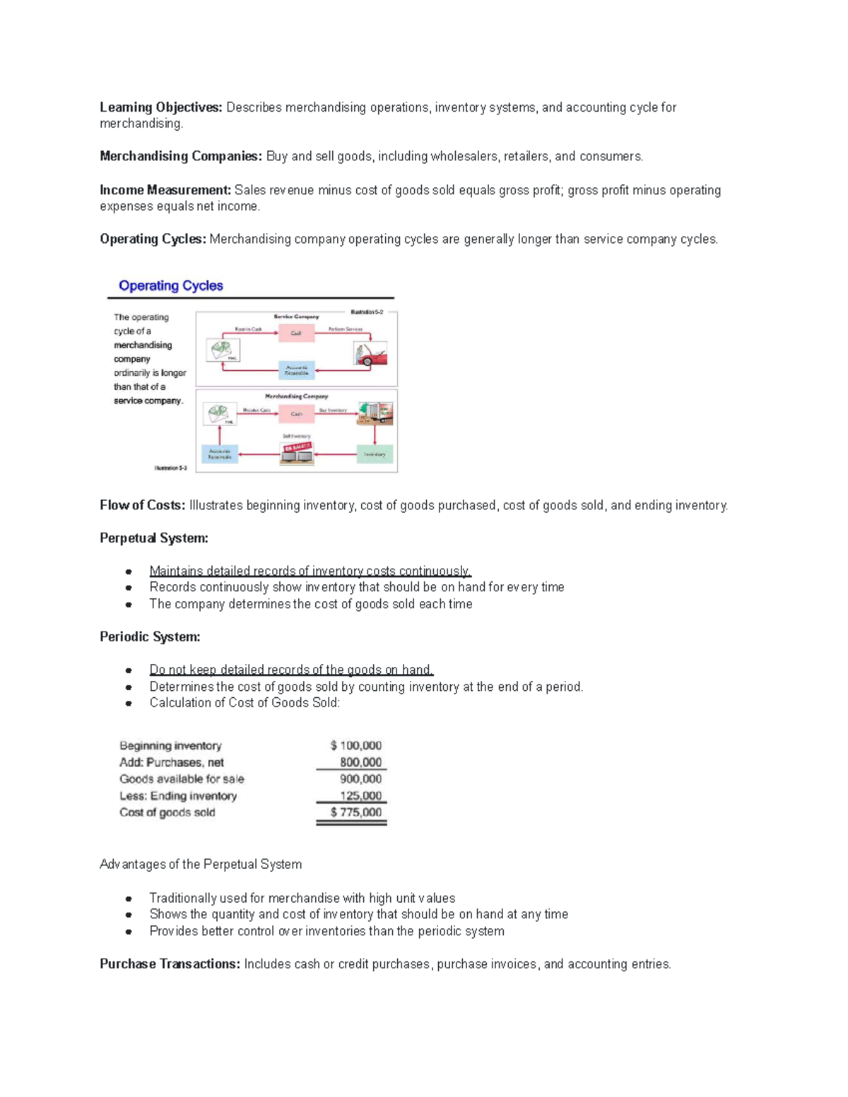 BM Accounting - Study Guide on Merchandising Operations & Internal ...