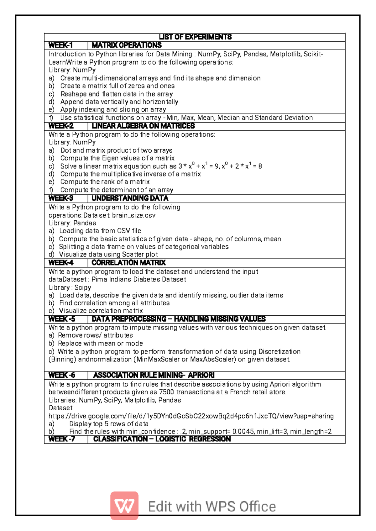Data Mining Practical Experiments (DMP) - Python Libraries & Techniques - Studocu