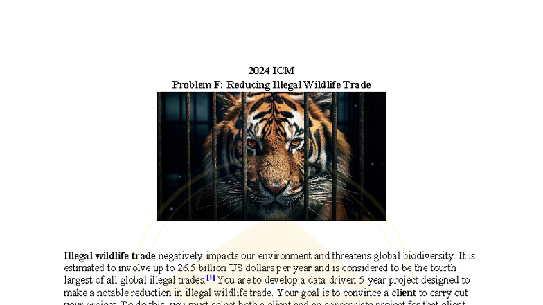 2024 ICM Problem F: Project Proposal to Combat Illegal Wildlife Trade ...