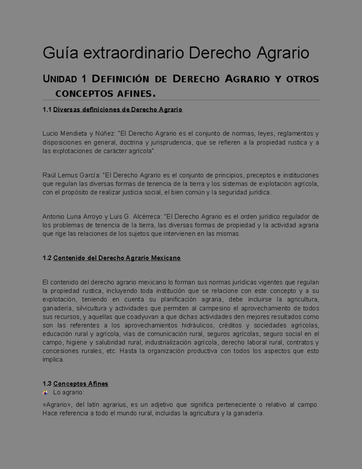 Guía Completa de Derecho Agrario (DERECHO 101) - Fundamentos y Legislación - Studocu