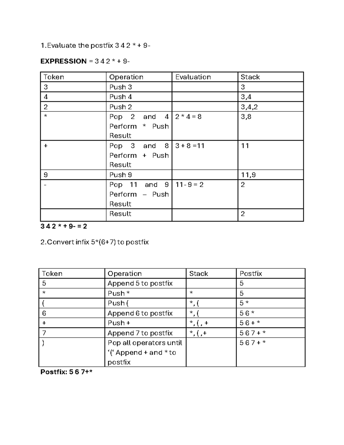CS101 Postfix and Infix Expression Evaluation Notes - Studocu