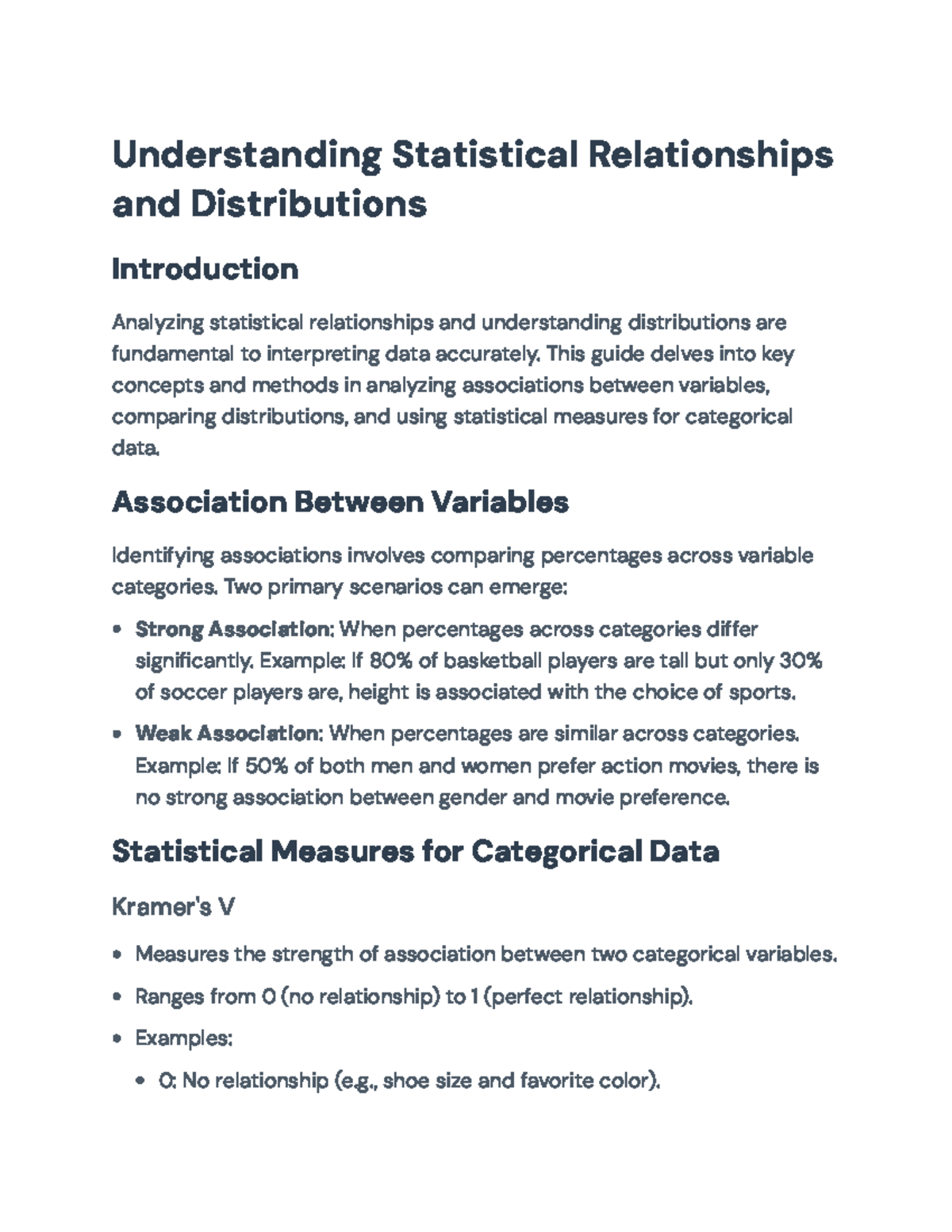 Statistical Relationships & Distributions: A Comprehensive Guide - Studocu