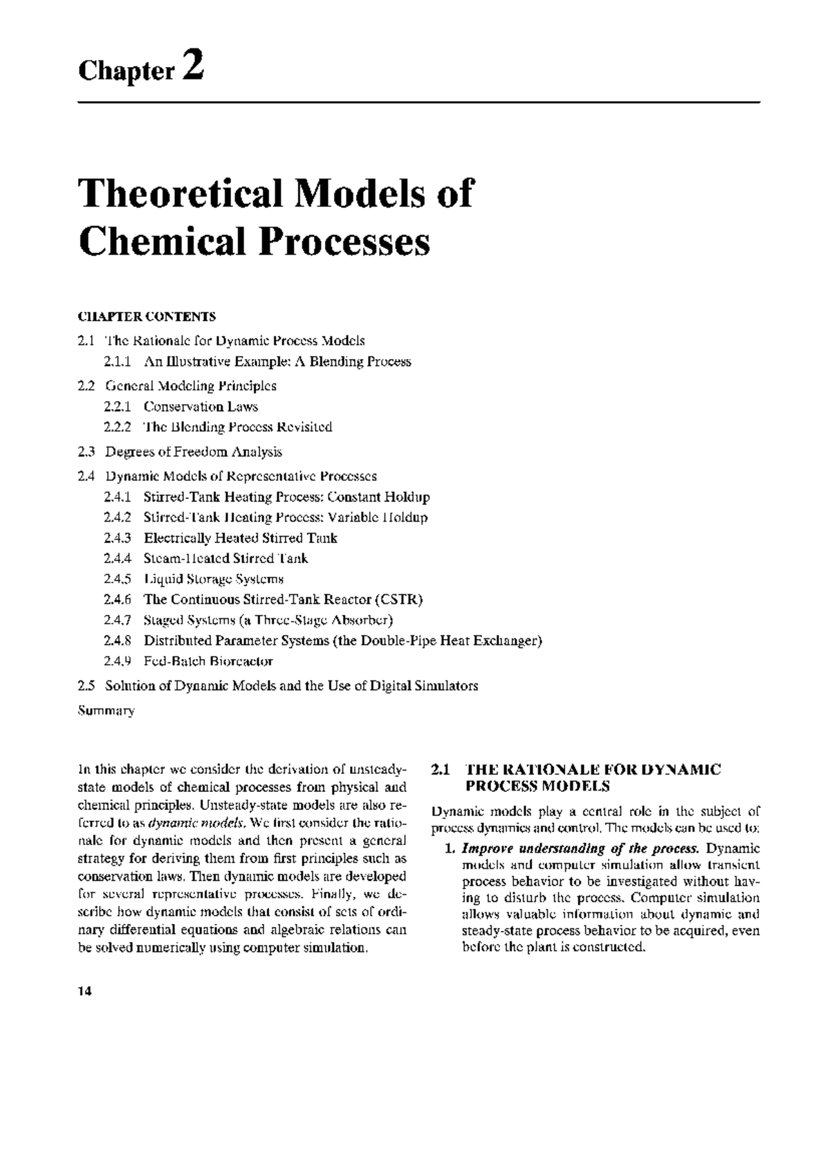 Chapter 2 - Theoretical Models of Chemical Processes (CHE101) - Studocu