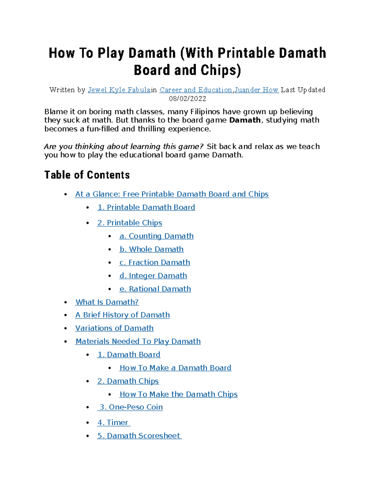 How to Play Damath: A Comprehensive Guide and Resources - Studocu