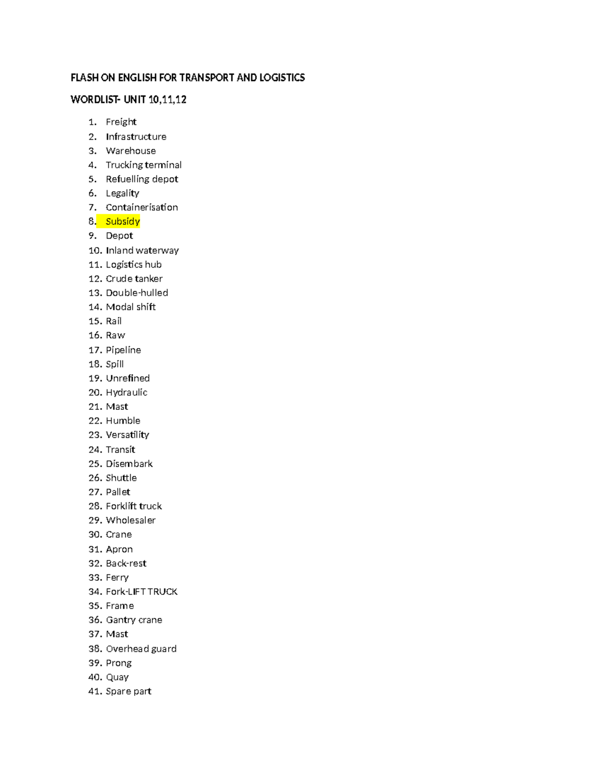 Flash ON English FOR Transport AND Logistic 1 - FLASH ON ENGLISH FOR ...