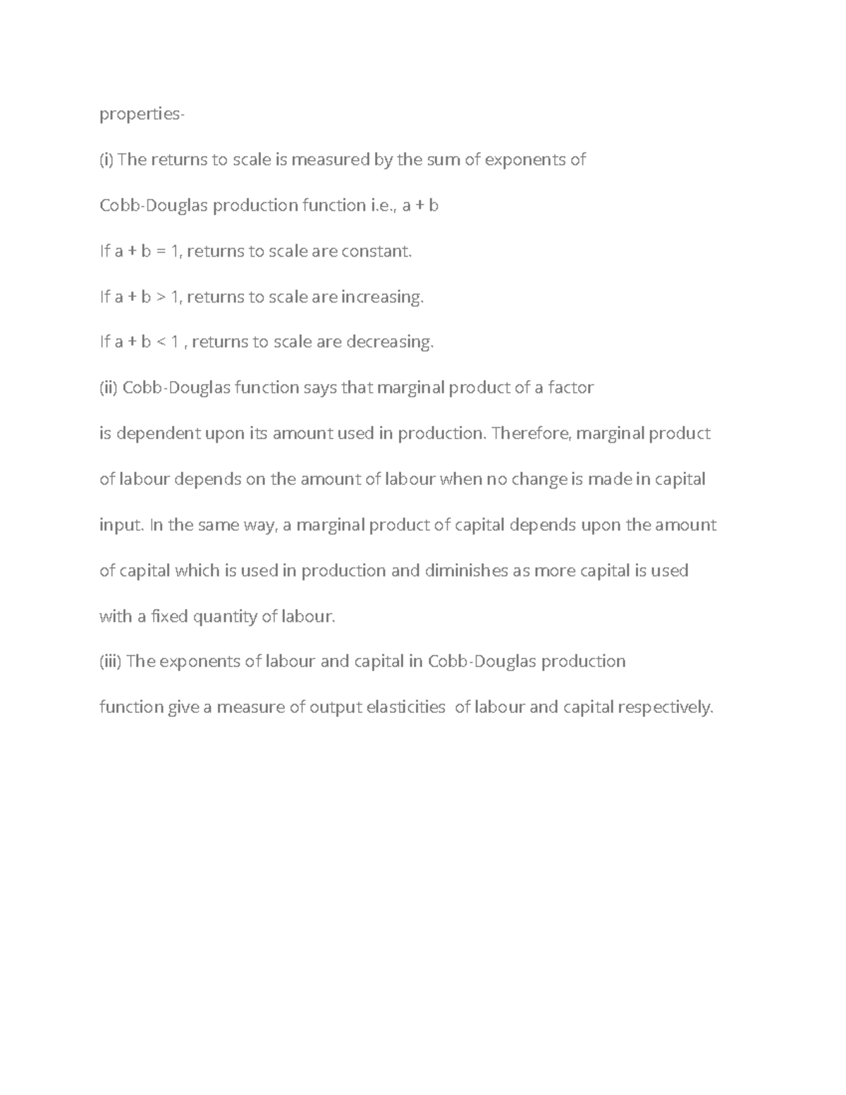 Cobb-Douglas Production Function Properties Explained - Studocu