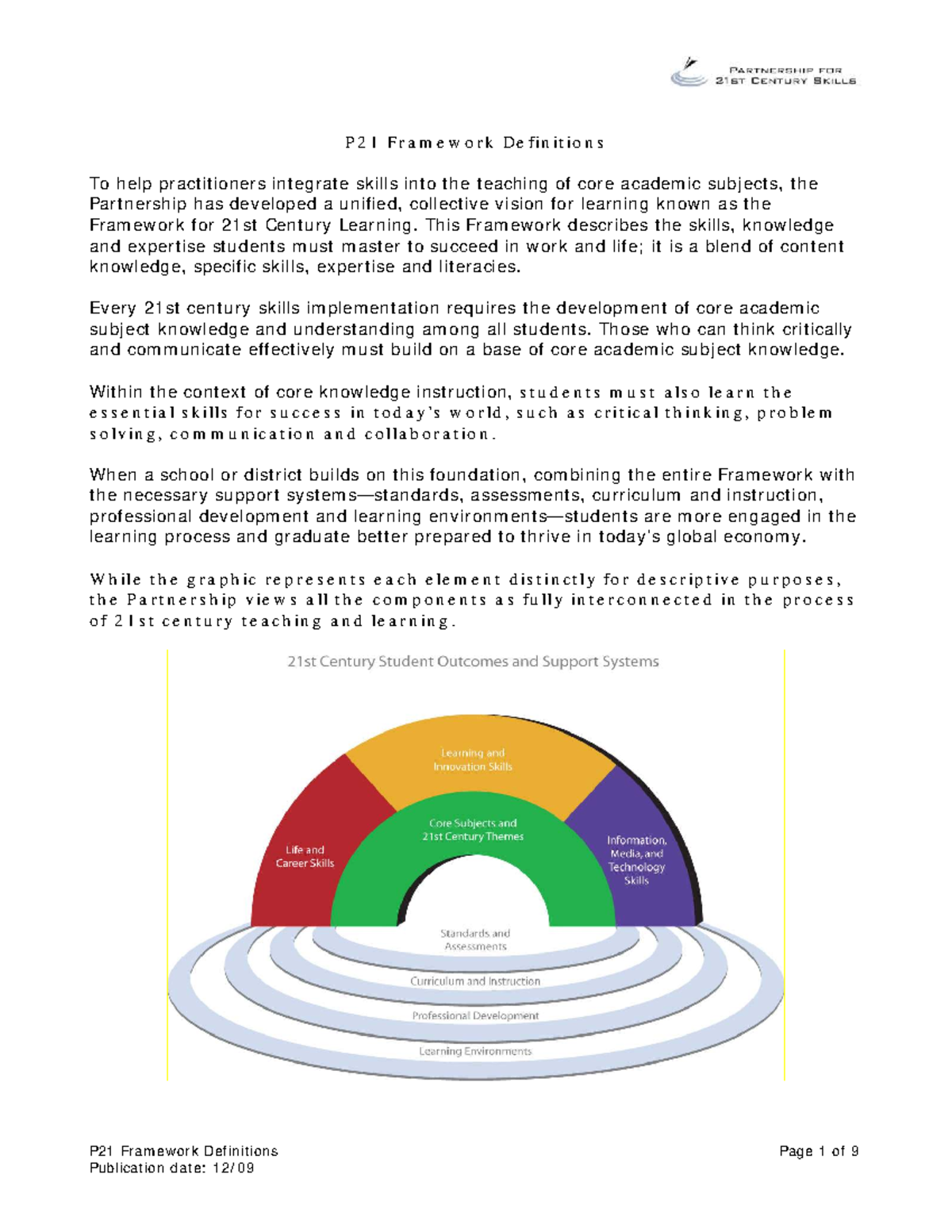P21 Framework for 21st Century Learning: Definitions & Guidelines - Studocu