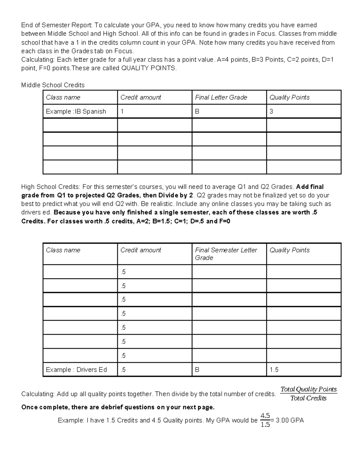 End of Semester GPA Calculation Guide - Studocu