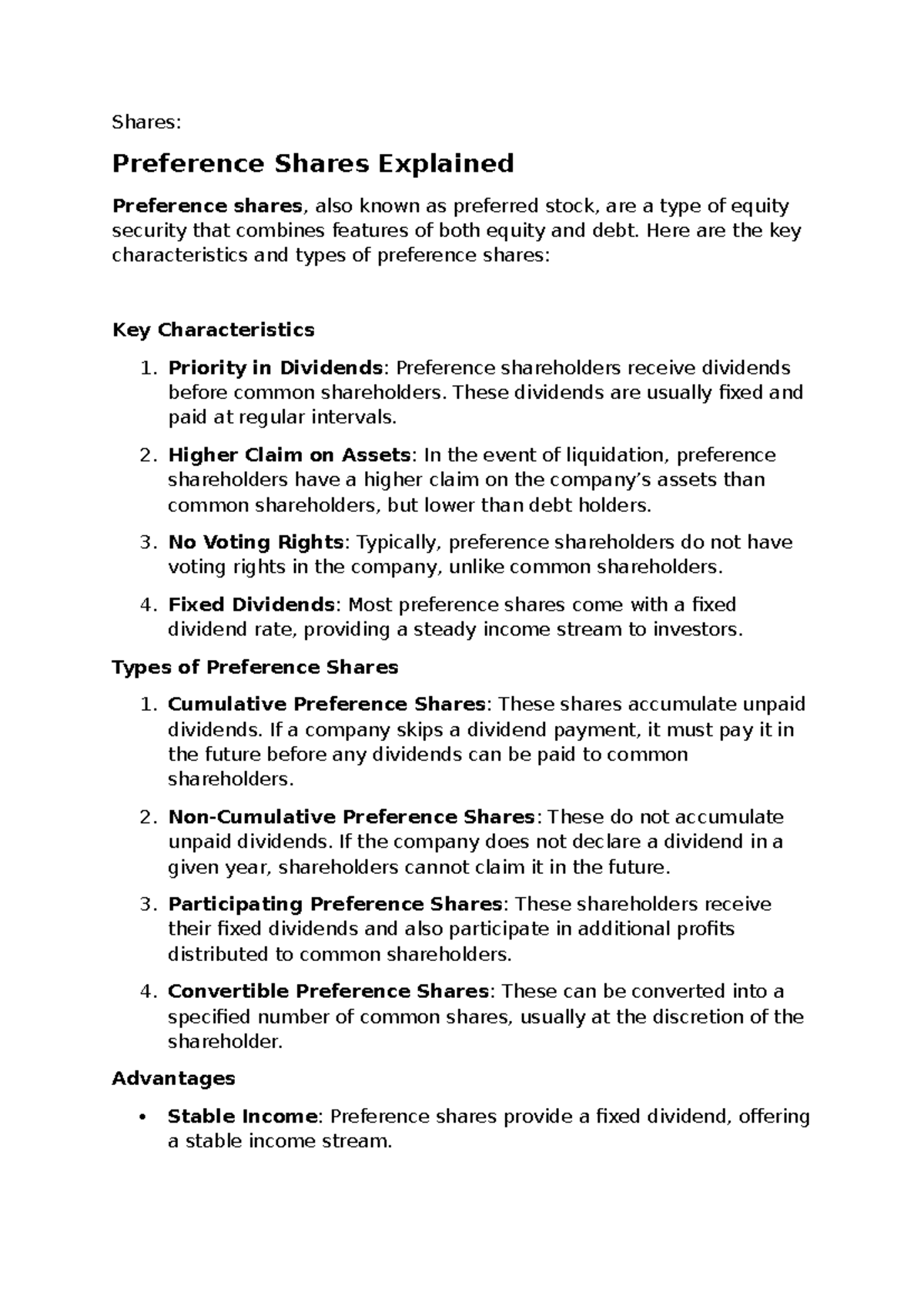 Shares Explained: Preference, Ordinary, Deferred, and Redeemable Types ...