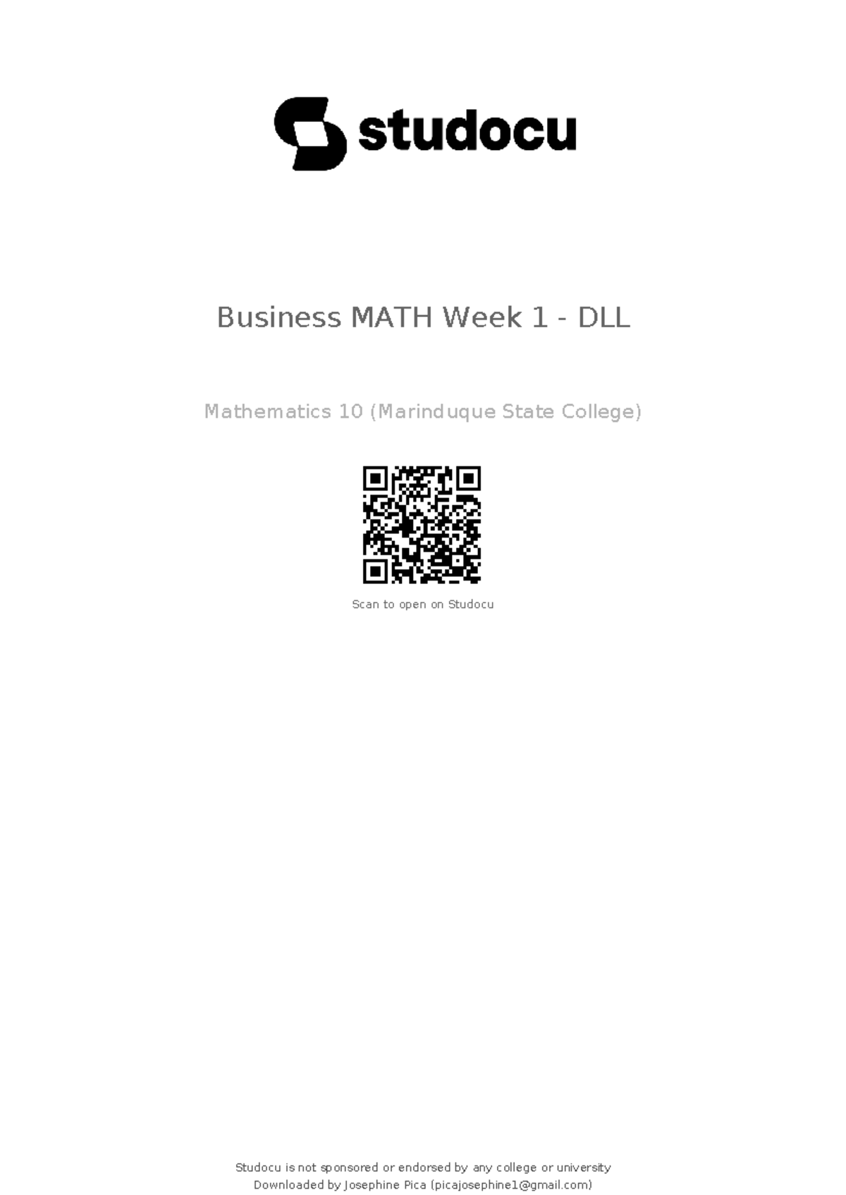 Business Math Week 1 DLL - GRADE 11 Daily Lesson Plan - Studocu