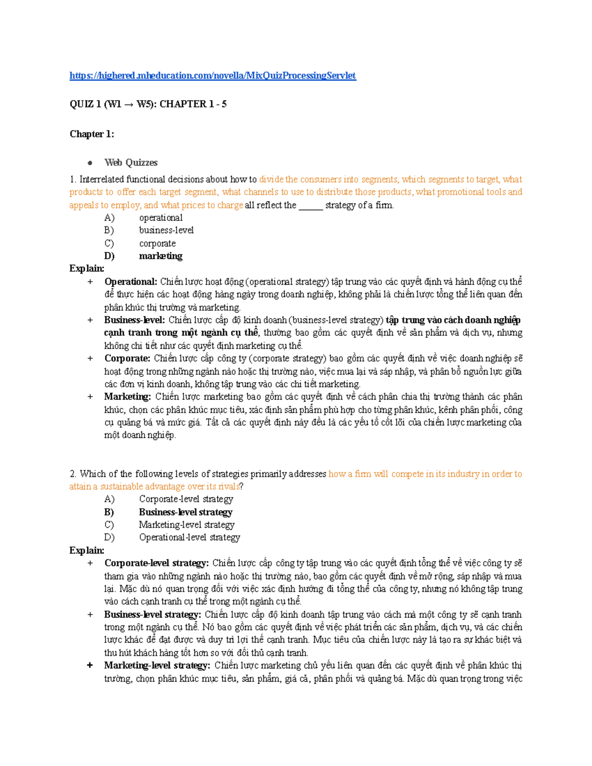 [SMM-2] Marketing Strategy Midterm - Chapters 1 to 5 Quiz - Studocu
