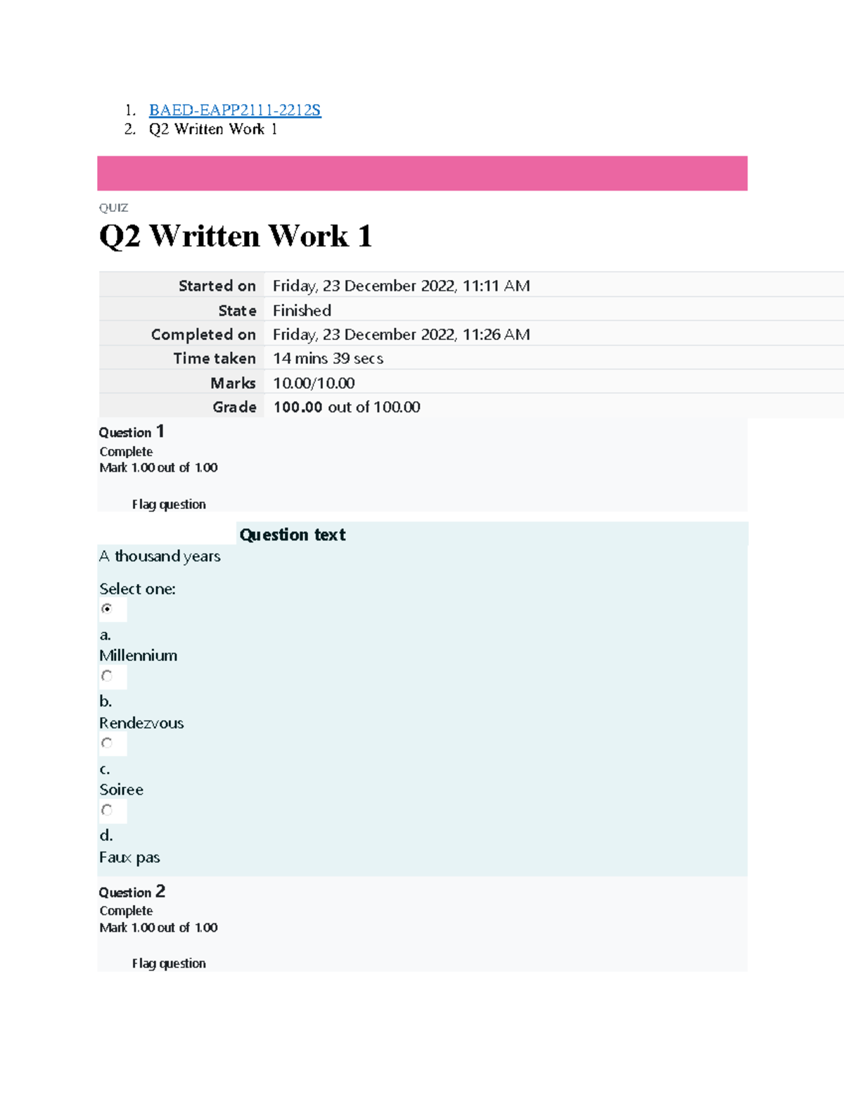 BAED-EAPP2111 - Q2 Written Work 1 - 1. BAED-EAPP2111-2212S 2. Q2 ...